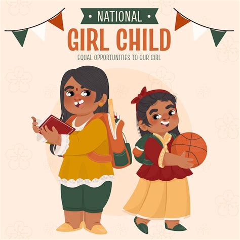 Illustration De La Journée Nationale De Lenfant Fille Plate Vecteur