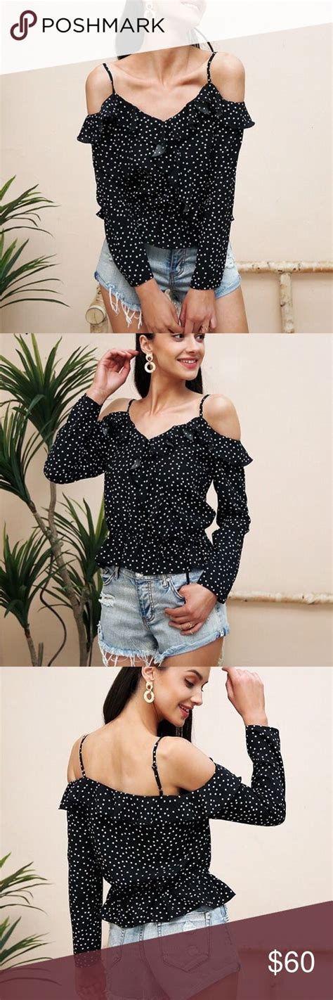 ‘monica Cold Shoulder Polka Dot Top Flattering Tops Tops Clothes