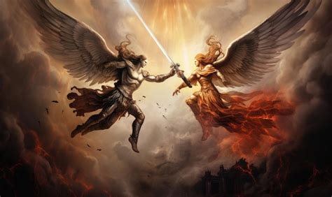 Premium Ai Image Two Angels Fighting With Each Other In The Sky