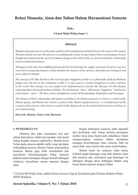 PDF Relasi Manusia Alam Dan Tuhan Dalam Harmonisasi Semesta