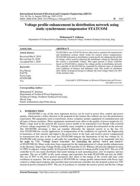 Voltage Profile Enhancement In Distribut Pdf Ac Power Electricity
