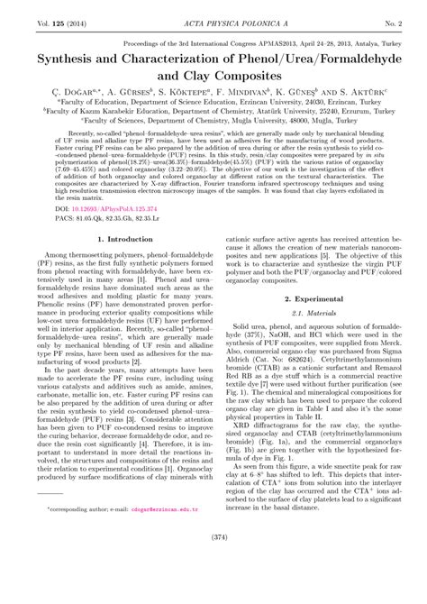 Pdf Synthesis And Characterization Of Phenolureaformaldehyde And Clay Composites