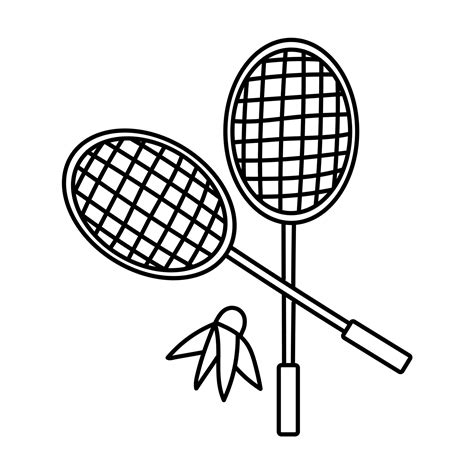 Badminton Shuttlecock And Rocket Sports Doodle Vector Illustration