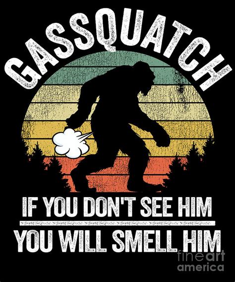funny vintage bigfoot fart gassquatch sasquatch digital art by lisa stronzi fine art america