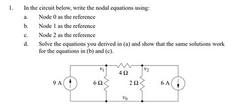 Solved In The Circuit Below Write The Nodal Equations Chegg