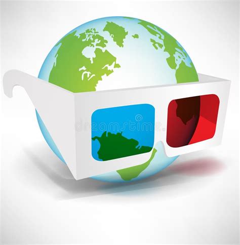 Globe With Three Dimensional Glasses Stock Vector Illustration Of
