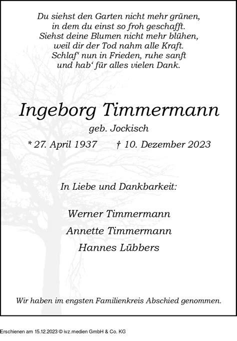 IVZ Trauer Ingeborg Timmermann