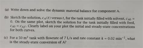 Solved Exercise 45 Dynamic Cstr A Cstr Is Used To Convert