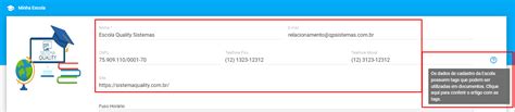 Como Alterar Os Dados Da Minha Escola Treinamento Sistema Quality