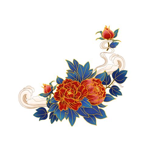 插画牡丹花元素素材 39 花瓣网