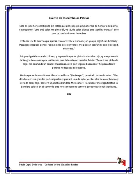 Cuento De Los Símbolos Patrios México Color