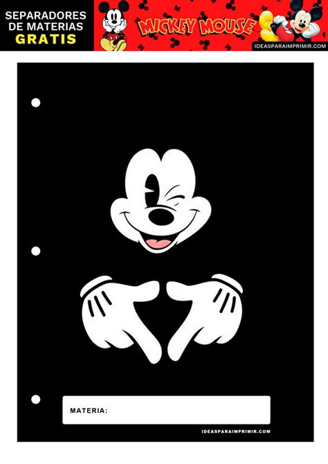 GRATIS Carátulas o Separadores de materias de MICKEY MOUSE para