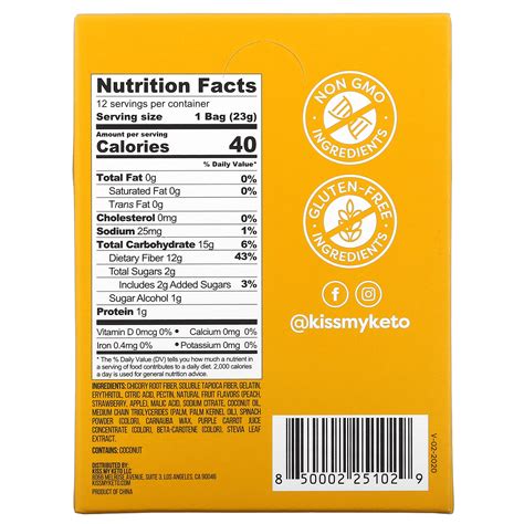 Kiss My Keto 케토 곰모양 구미젤리 과일맛 12봉지 각 23g079oz
