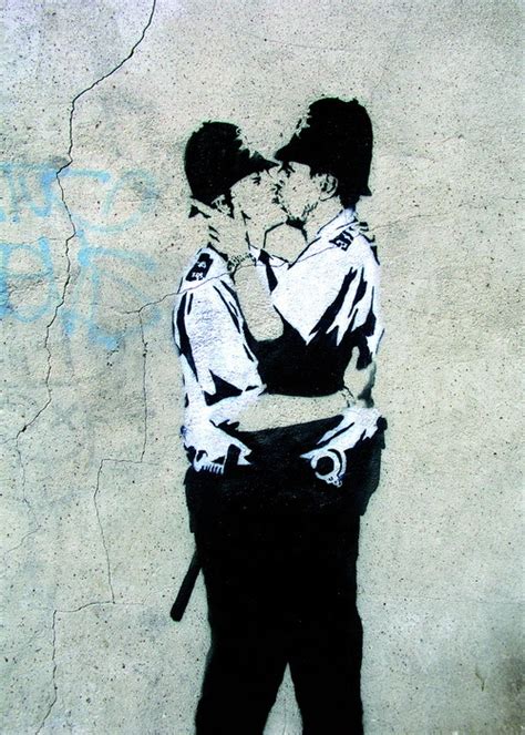 Banksy Kissing Cops Mini Paper Poster