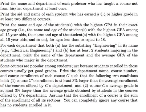 Solved Schema Of The Database Provided Below Bold Are