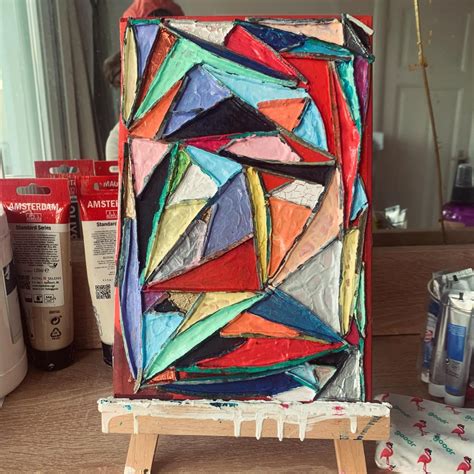 „collapsing Triangles Quantum Cube” Acrylic And Gouache Clay And Sealant R Mixedmedia