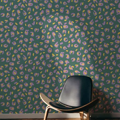 Funky Leopard By Tres Tintas Turquoise Wallpaper Wallpaper Direct
