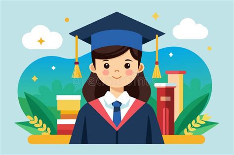A Female Figure Standing Proudly In A Graduation Cap And Gown Girl On Graduation Customizable