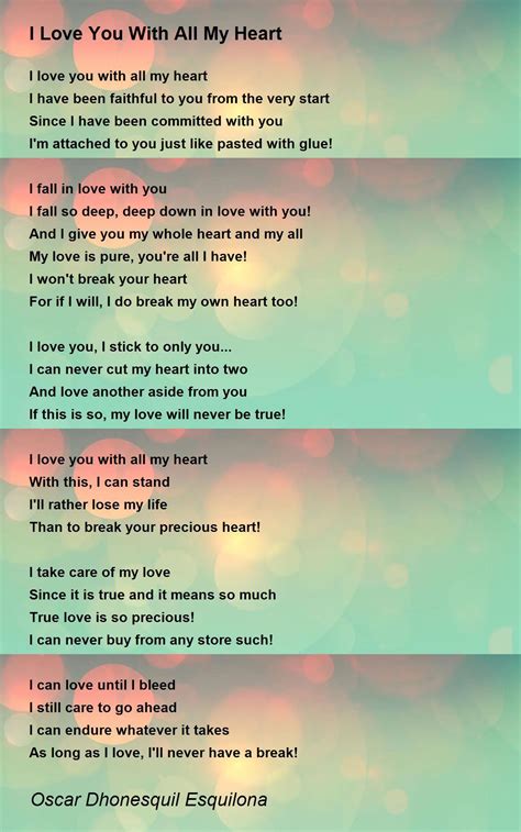 I Love You With All My Heart Poems For Her
