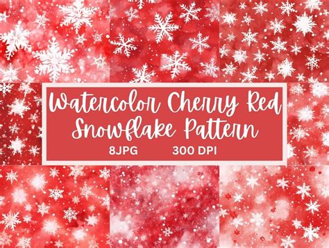 Watercolor Cherry Red Snowflake Pattern Graphic By Creative River · Creative Fabrica