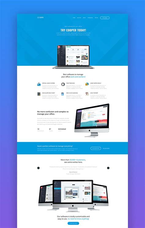 cooper simple app landing page template web app design app landing