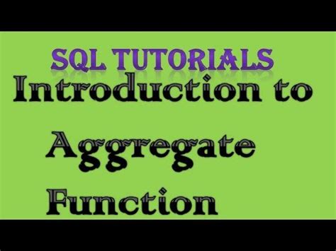 SQL Tutorial - 6 Intro to Aggregate Functions - YouTube