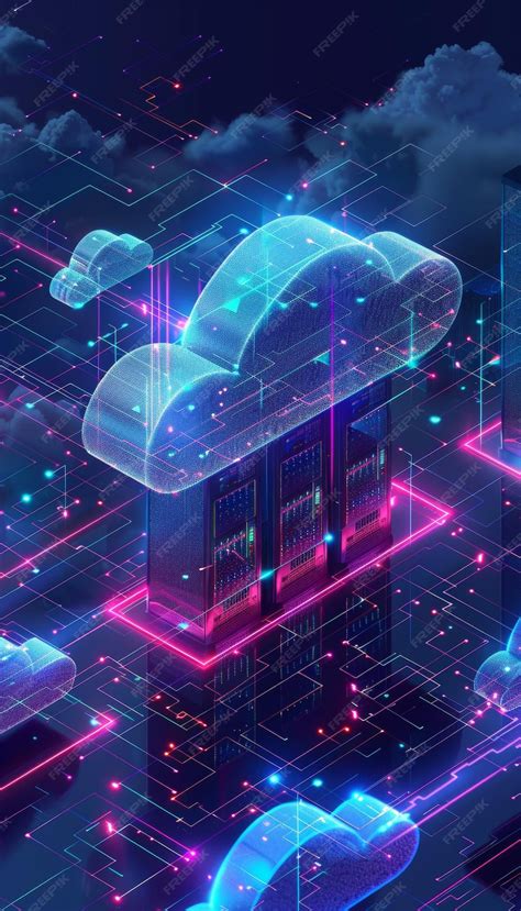 Isometric Cloud Storage Icon For Downloading Highlighting Digital Service Data Transmission