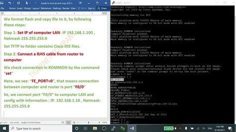 format and copy cisco router ios to flash in rommon mode by tftp youtube