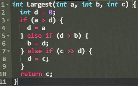 Solved Debug A Function Called Largest Which Takes Three Chegg