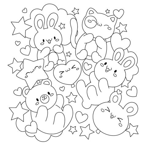 Illustration de livre de coloriage kawaii dessiné à la main Vecteur