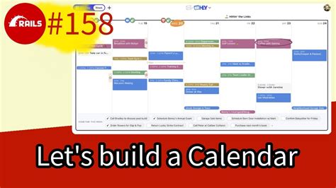 Rails 158 Build A Calendar From Zero No External Dependencies Youtube