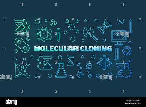 Molecular Cloning Vector Colorful Outline Horizontal Illustration On Dark Background Stock
