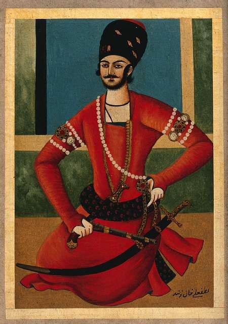 Lutf Alī Khān Zand Gouache Painting By A Persian Artist Qajar Period
