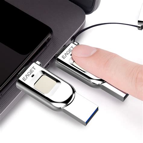 Eaget Free Engrave Logo Custom OEM Finger Print Encryption Flash Drive