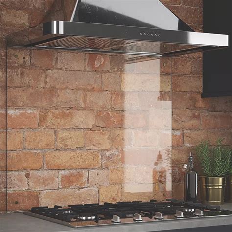 Splashback Clear With Brushed Brass Caps Kitchen Splashback 900mm X 750mm X 6mm Screwfix