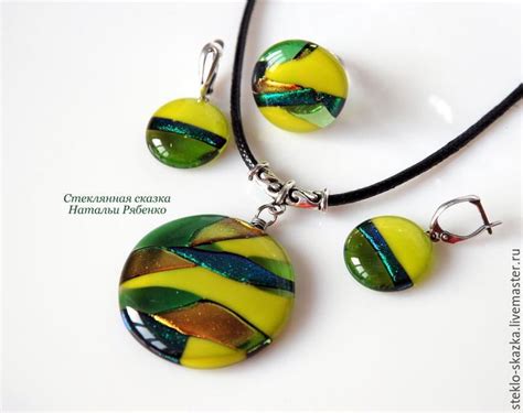 Купить Комплект украшений фьюзинг Весна комбинированный салатовый зеленый весна