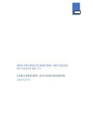 Isosbestic Points Lab 6 Docx SPECTROPHOTOMETRIC METHODS OF ANALYSIS 3 1 LAB 6 REPORT 4 11