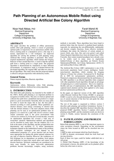 Pdf Path Planning Of An Autonomous Mobile Robot Using Directed Artificial Bee Colony Algorithm