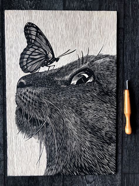 手工雕刻黑白木刻版画动物纯艺术绘画wuhaiting原创作品 站酷zcool