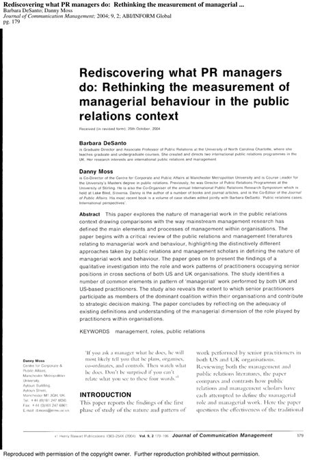pdf rediscovering what pr managers do rethinking the measurement of