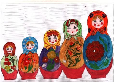 Матрешка детский рисунок (67 фото)
