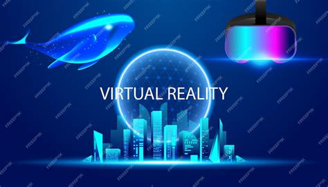 抽象的なバーチャル リアリティ スマート シティ Vr メガネとホログラフィック シミュレーション コンセプト映画館または将来のメタバース
