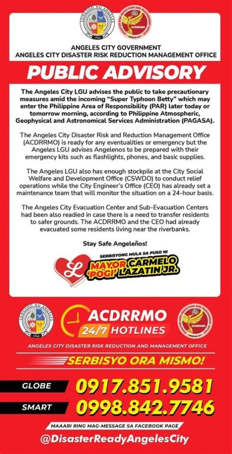 The Angeles City Lgu Advises The Public To Take Precautionary Measures