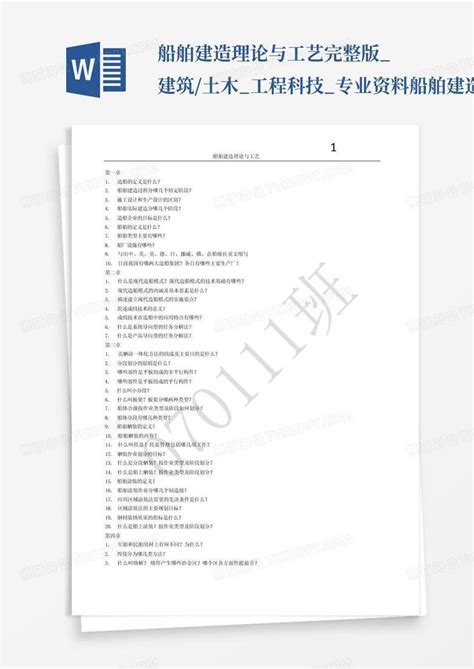 船舶建造理论与工艺完整版 建筑 土木 工程科技 专业资料 船舶建造理 Word模板下载 编号qvrrajkk 熊猫办公