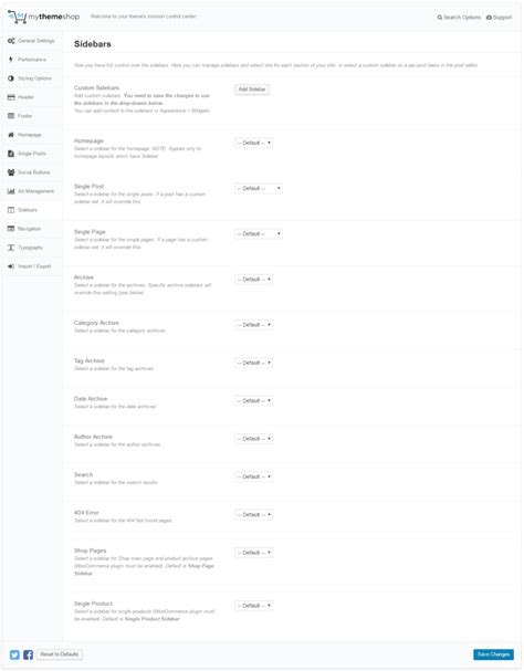 Sidebar Settings My Blog
