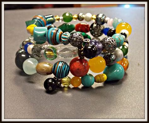 Multi Color Glass Beaded Memory Wire Bracelet Free Shipping