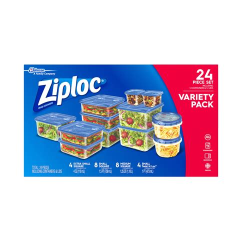 Ziploc Variety Pack Containers And Lids Extra Small Square Small