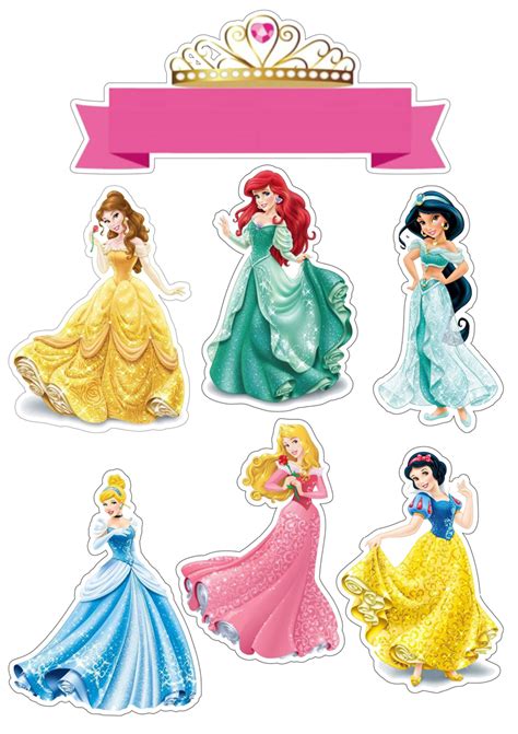 Riscos e Desenhos Moldes Grátis para Imprimir Topo de Bolo Princesas