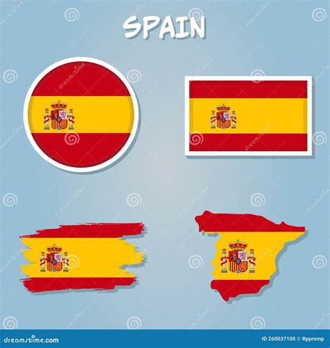 Mapa De Espanha Bandeira Nacional Isolada Em Fundo Azul Ilustração do Vetor Ilustração de