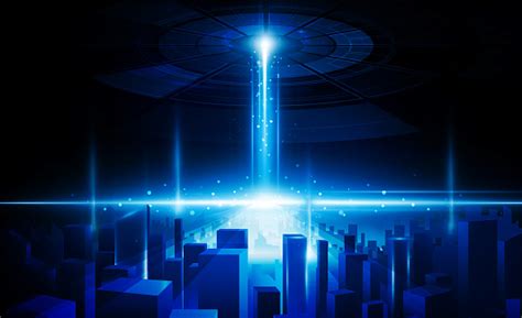 추상 우주선 빔 오픈 키 도어 라이트 아웃 비즈니스 디지털 도시 하이테크 통신 개념 혁신 배경 벡터 디자인 도시 경관에 대한 스톡 벡터 아트 및 기타 이미지 Istock